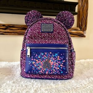 Loungefly | Bags | Loungefly Disney Parks Purple Ears Sequin Mini ...